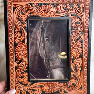 Black Tooled Leather Photo Frame: Western Cowboy Decor (4x6) - Etsy