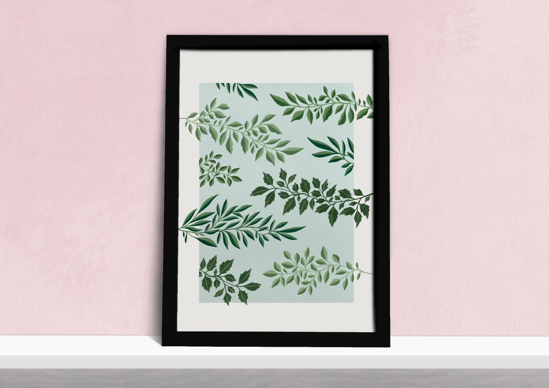 Modern Leaf Art Print - Simple Leaves Illustration - Modern Watercolour ...