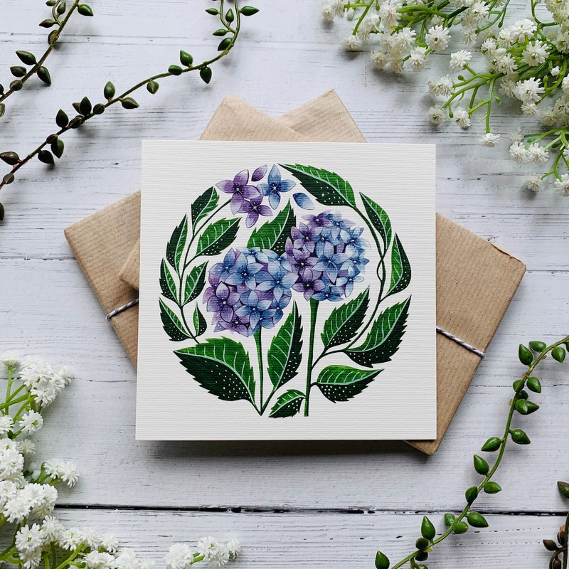 Hydrangea Postcard - Etsy