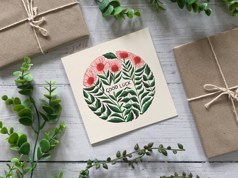 Good Luck Card Watercolour Floral Greeting Card | Etsy