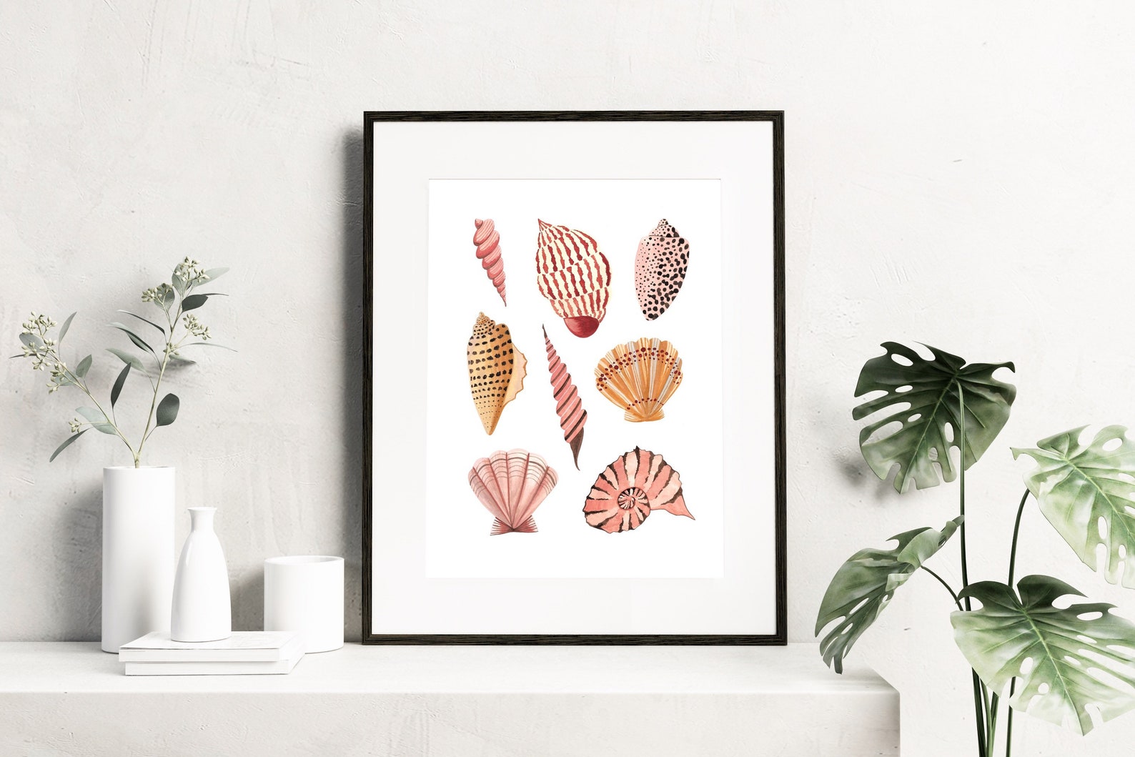 Seashells Art Print Coastal Beach Sea Shells Poster - Etsy UK