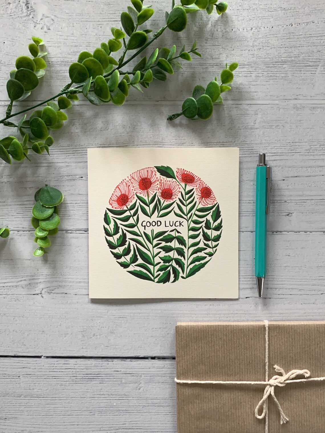 Good Luck Card Watercolour Floral Greeting Card | Etsy