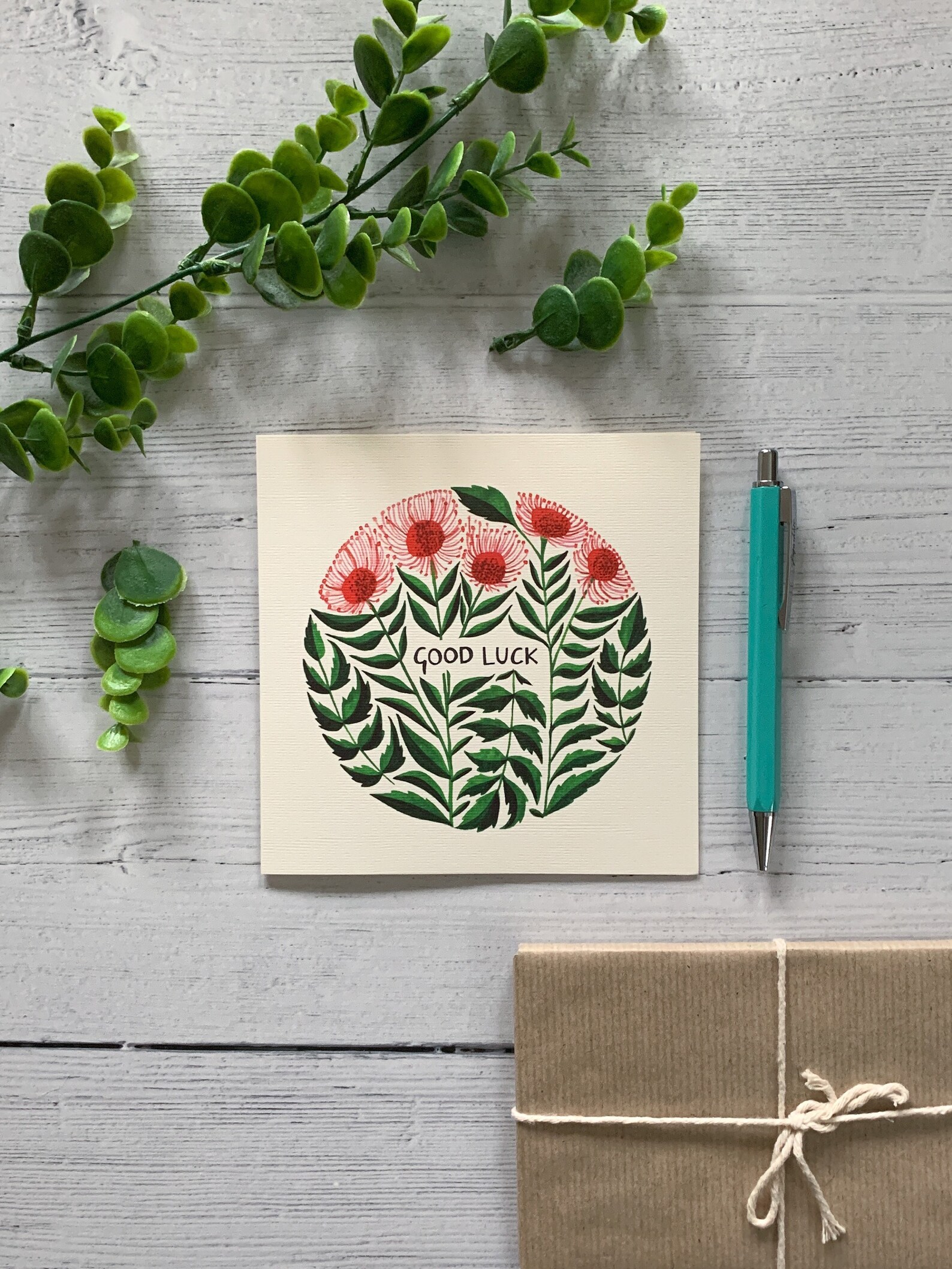 Good Luck Card Watercolour Floral Greeting Card | Etsy