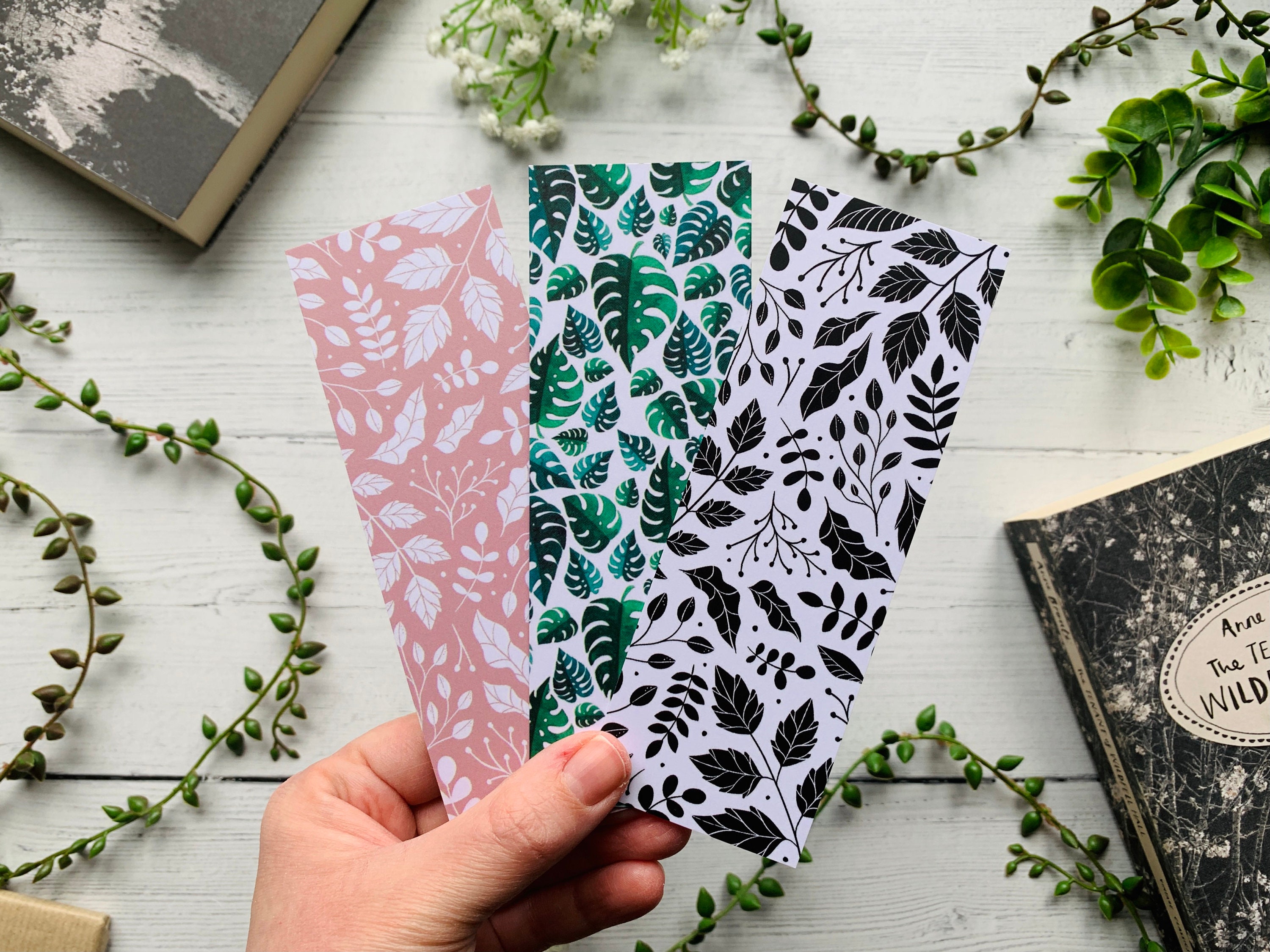 Botanical Bookmarks Set of 3 Illustrated Leaf Print Nature | Etsy