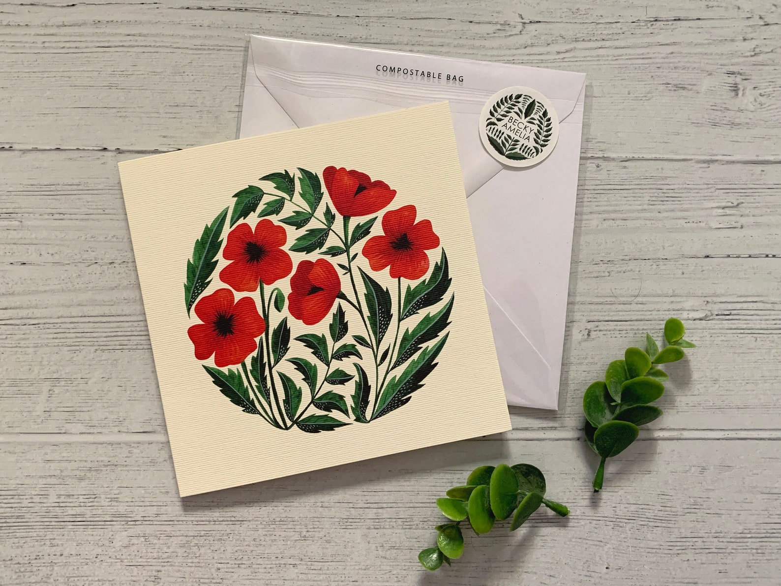 Poppy Greeting Card Floral Poppies Watercolour Illustrated | Etsy