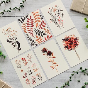 Autumn Leaves Pattern Greeting Card - Fall Botanical Illustrated Art ...