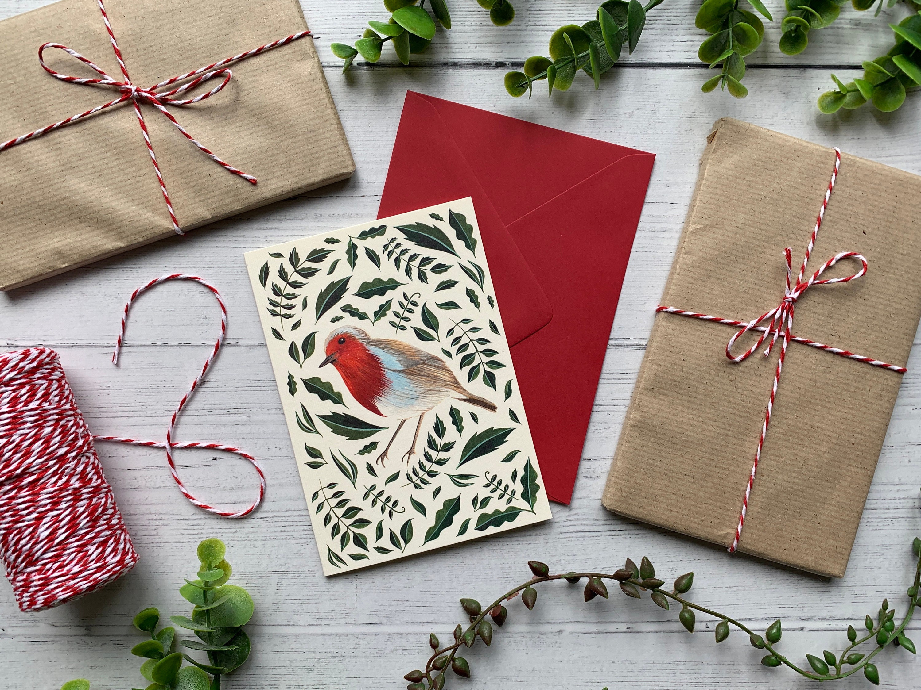 Botanical Christmas Cards Pack of 6 Festive Xmas Foliage - Etsy UK