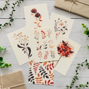 Autumn Leaves Pattern Greeting Card - Fall Botanical Illustrated Art ...