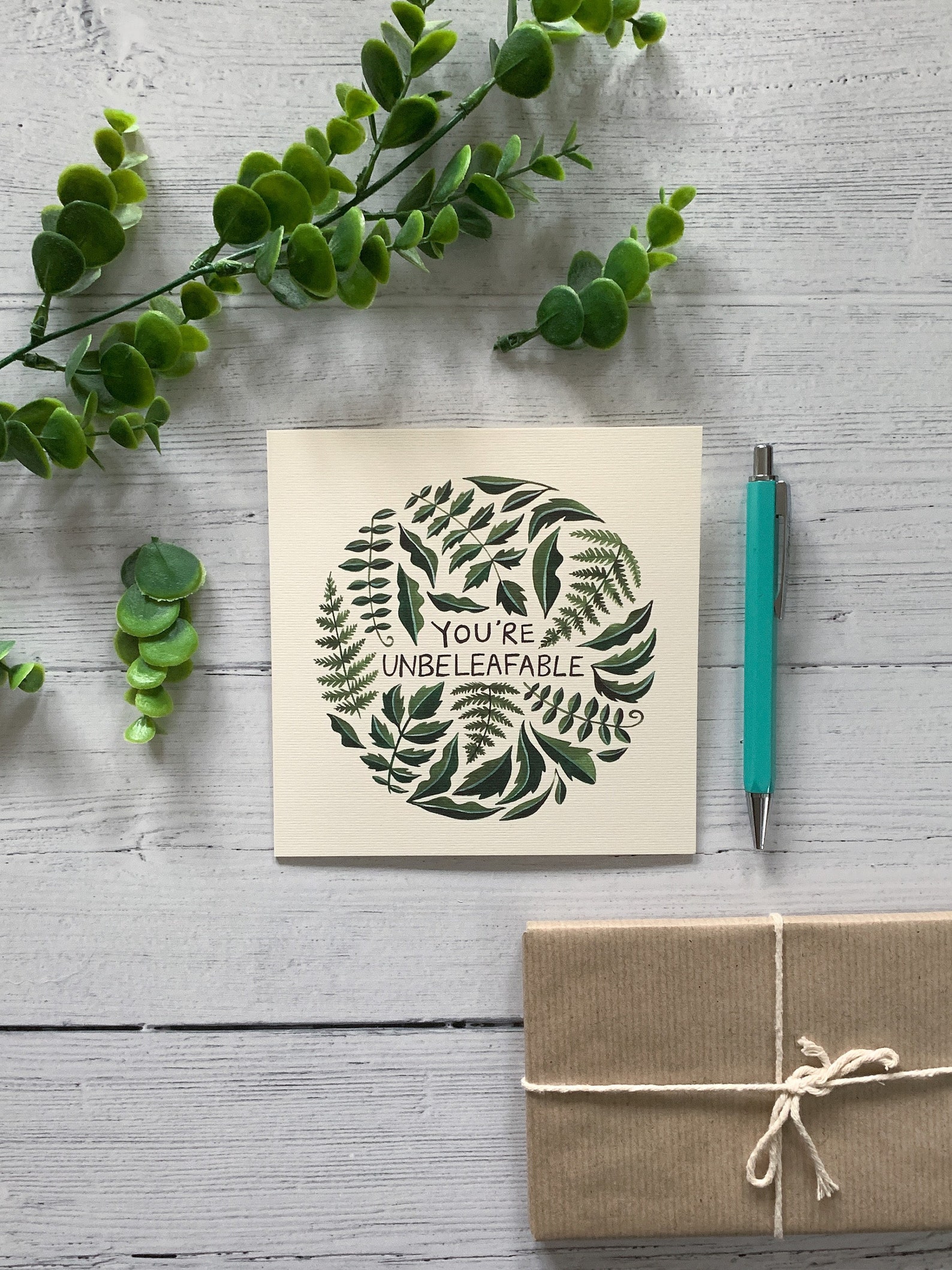 Plant Pun Greeting Card Youre Unbeleafable Botanical | Etsy