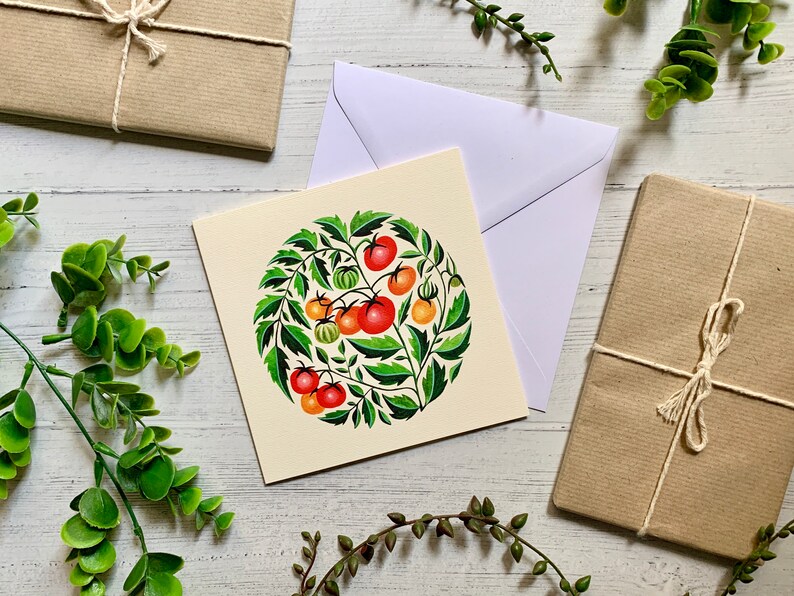 Tomatoes Greeting Card Watercolour Art Card Botanical | Etsy