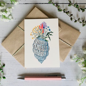 Seashells & Flowers Postcard Set of 6 - Coastal Wildflower Collection ...