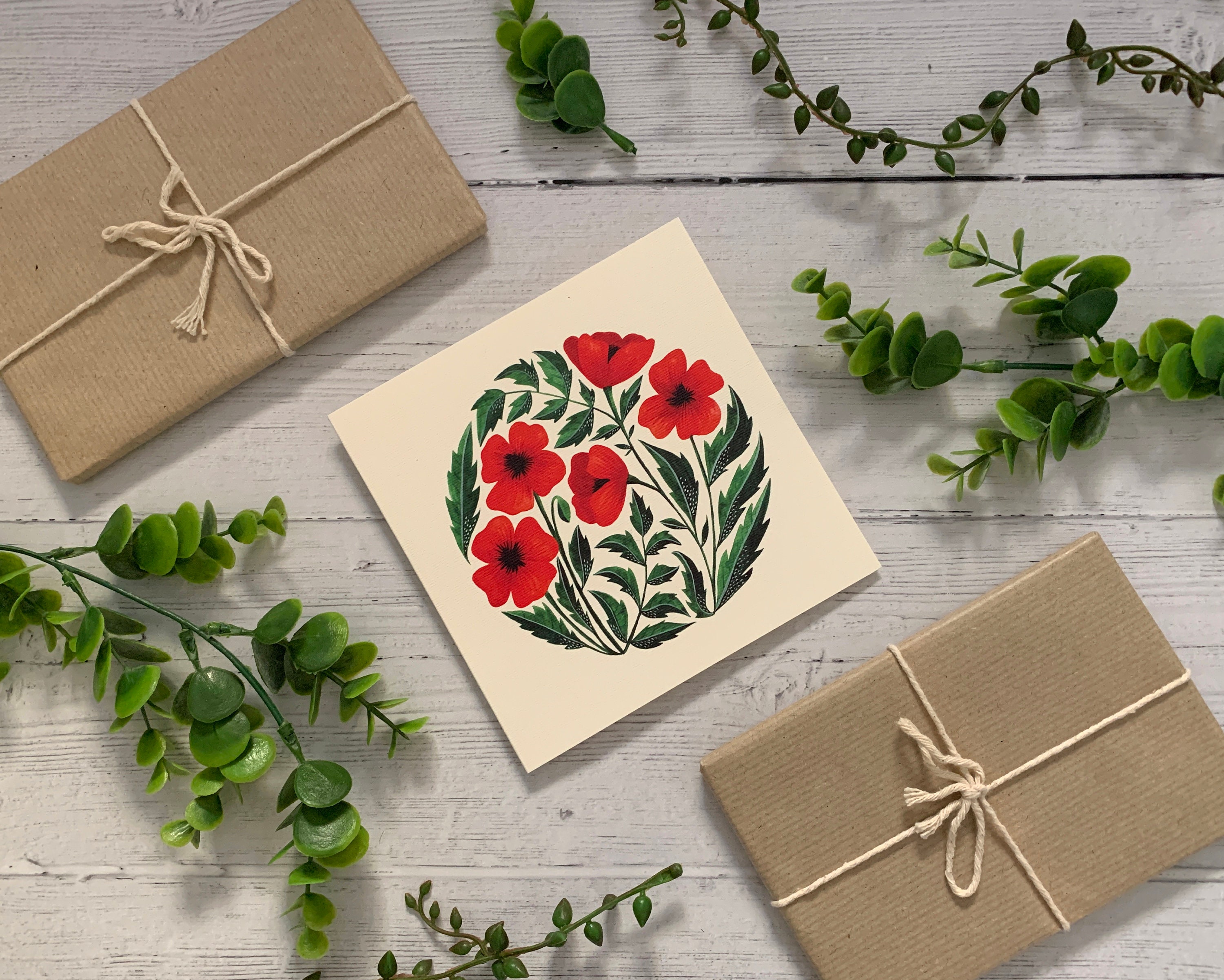 Poppy Greeting Card Floral Poppies Watercolour Illustrated | Etsy