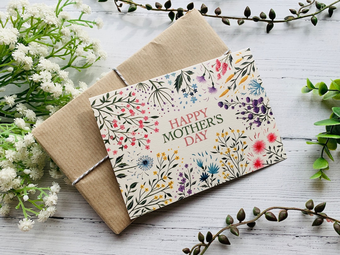 Happy Mother’s Day Card - Botanical Wildflowers Flower Garden ...