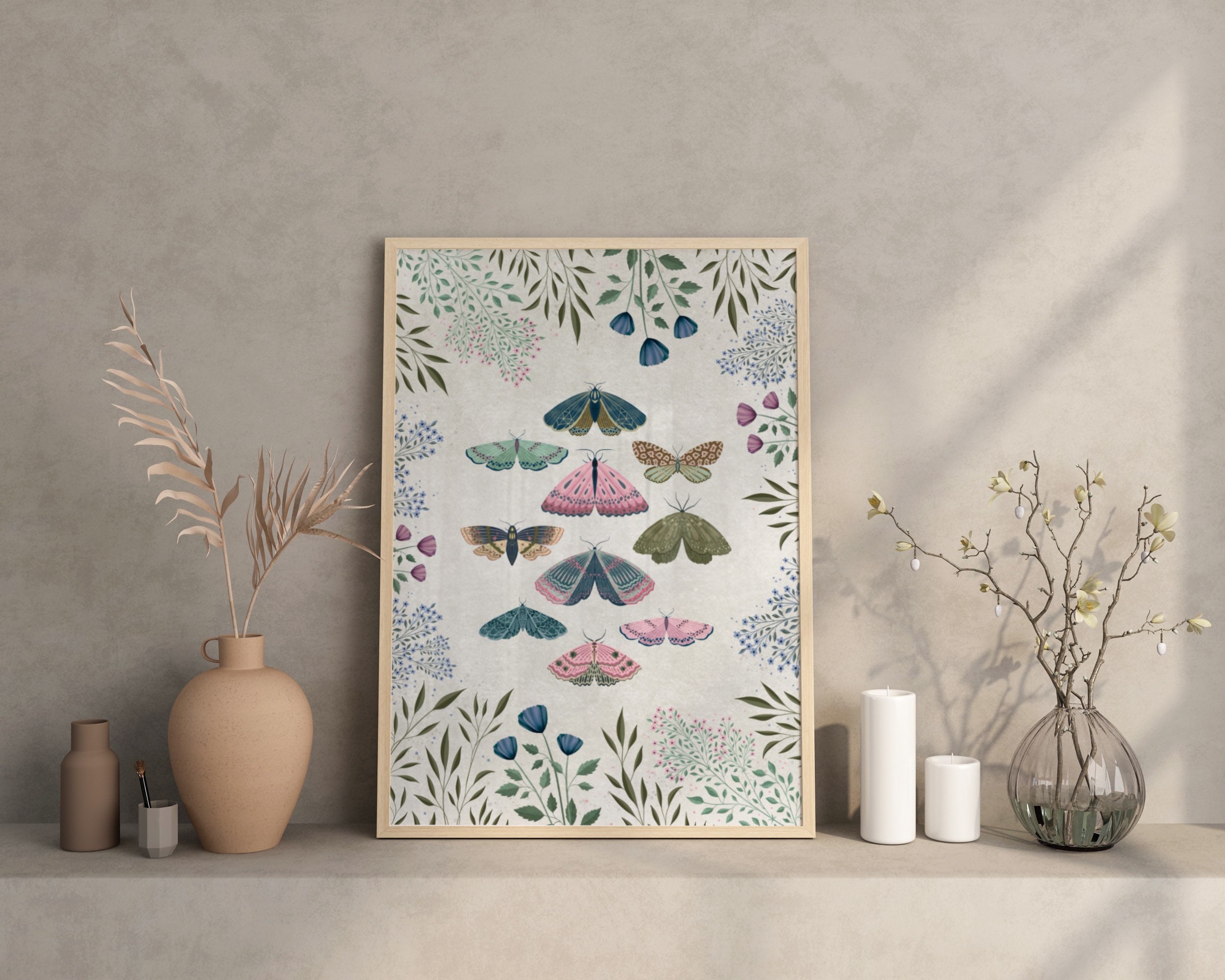 Delicate Moths Art Print Natural History Illustration Poster - Etsy