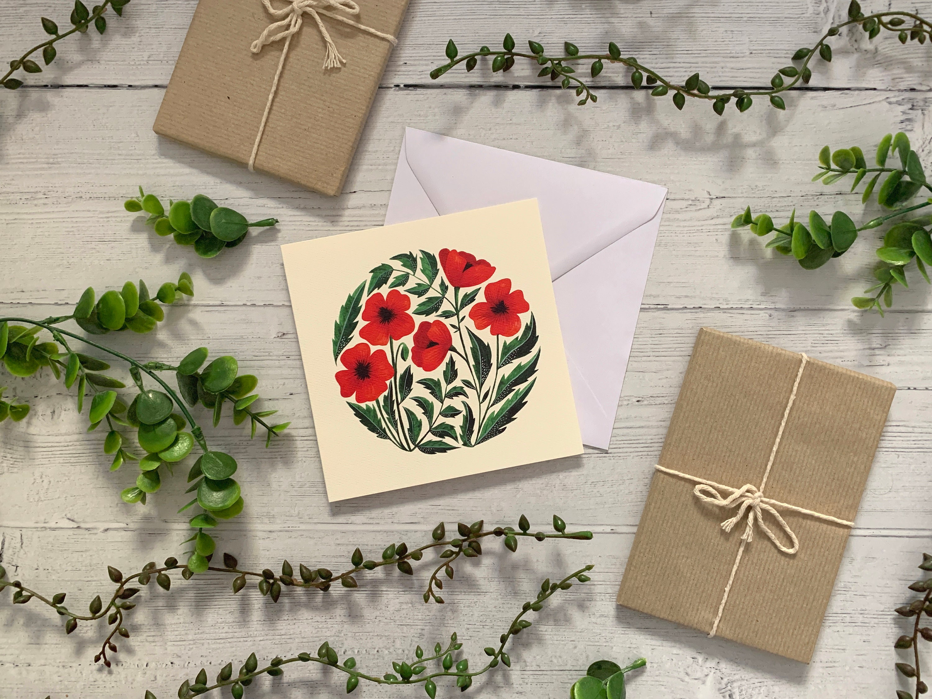 Poppy Greeting Card Floral Poppies Watercolour Illustrated | Etsy