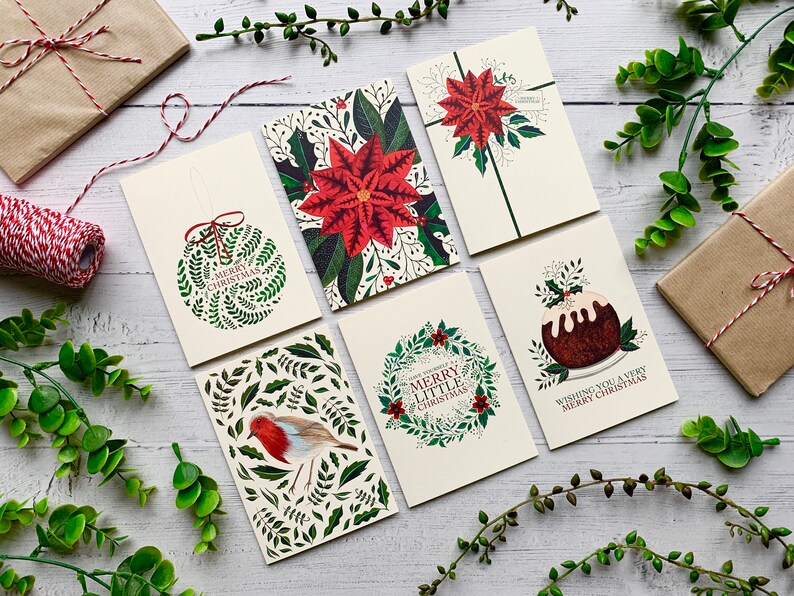 Christmas Present Card Poinsettia Wrapped Xmas Gift - Etsy