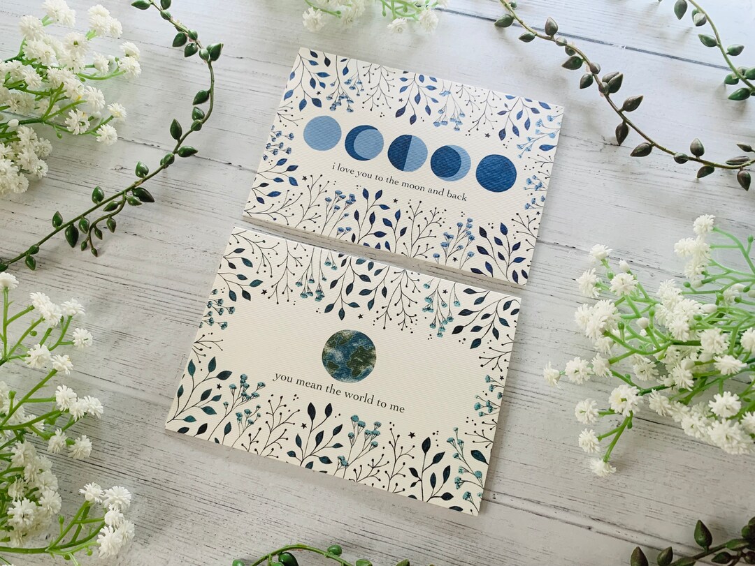 Set of 2 Cosmic Cards - to the Moon and Back - You Mean the World ...
