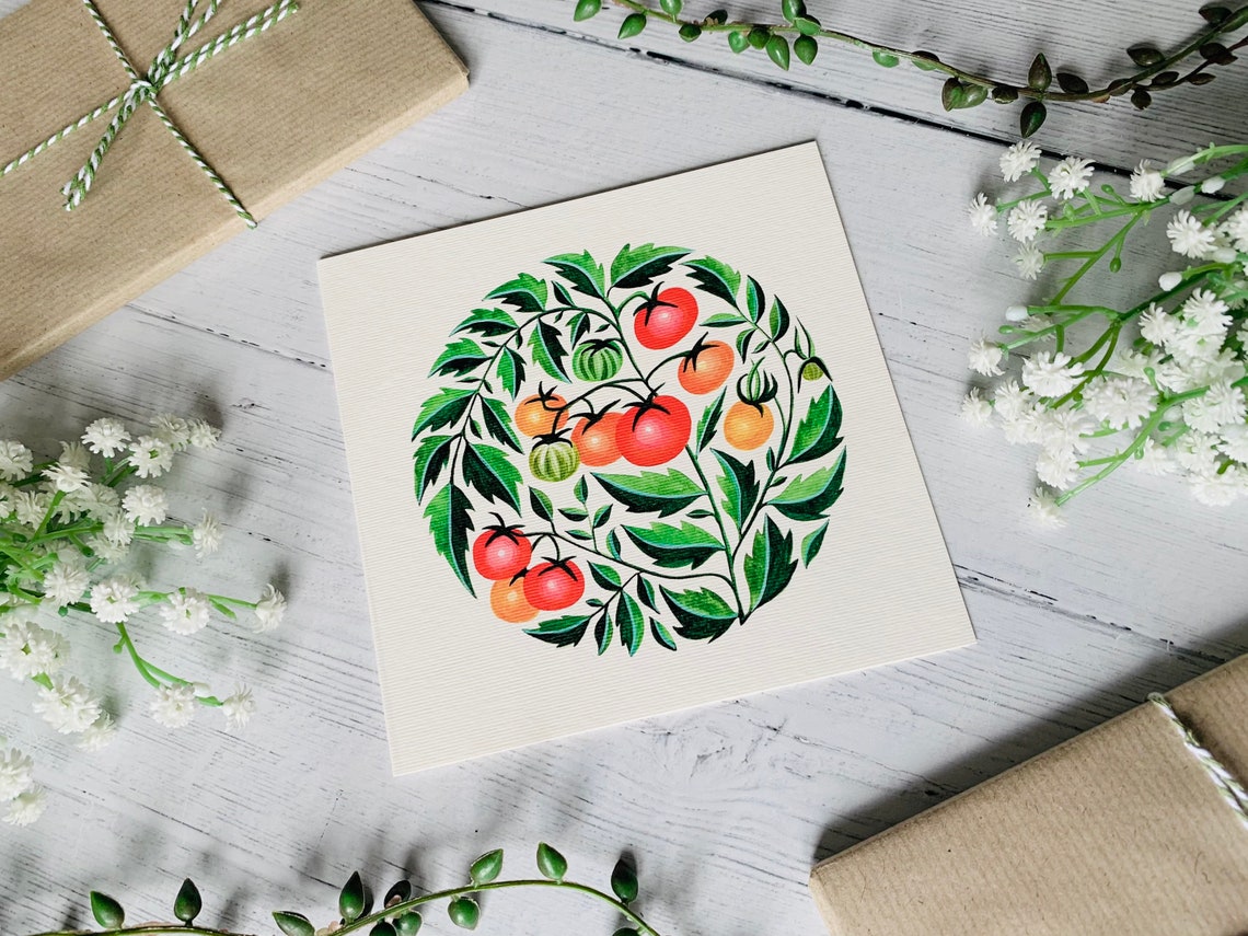 Tomatoes Greeting Card Watercolour Art Card Botanical - Etsy