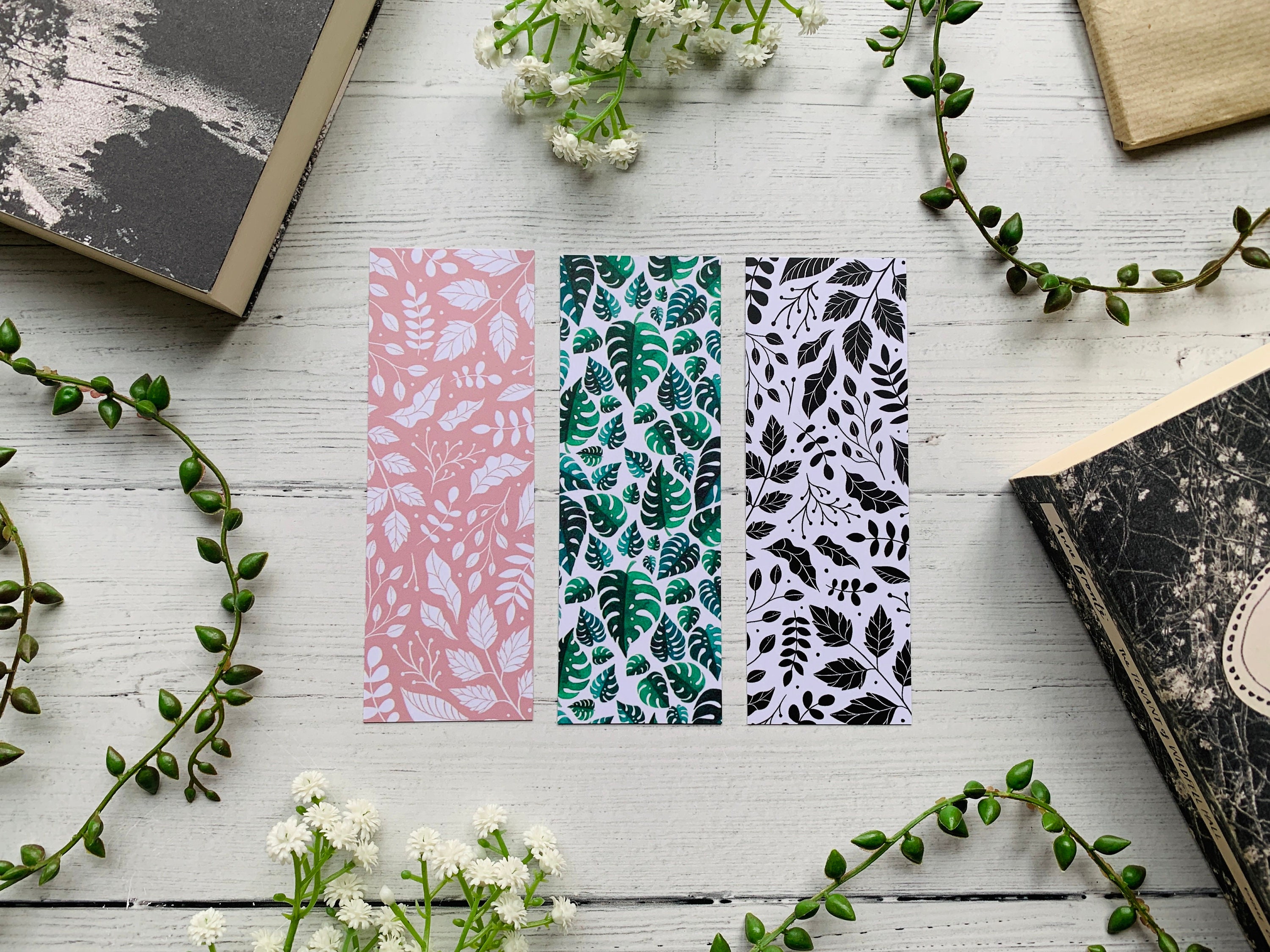 Botanical Bookmarks Set of 3 Illustrated Leaf Print Nature | Etsy