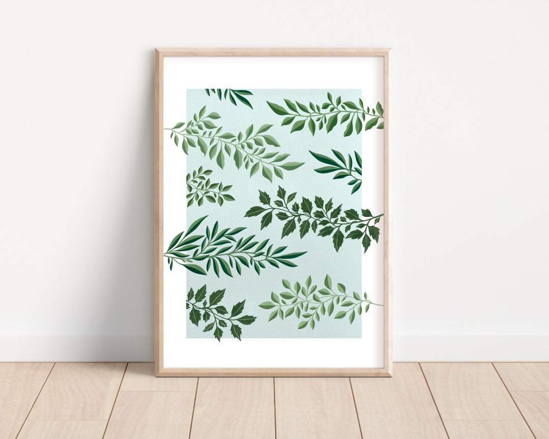 Modern Leaf Art Print Simple Leaves Illustration Modern - Etsy