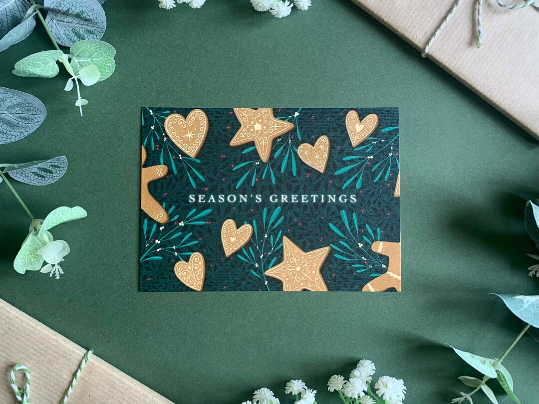 Gingerbread Cookies Postcard - Seasons Greetings Christmas Biscuits ...
