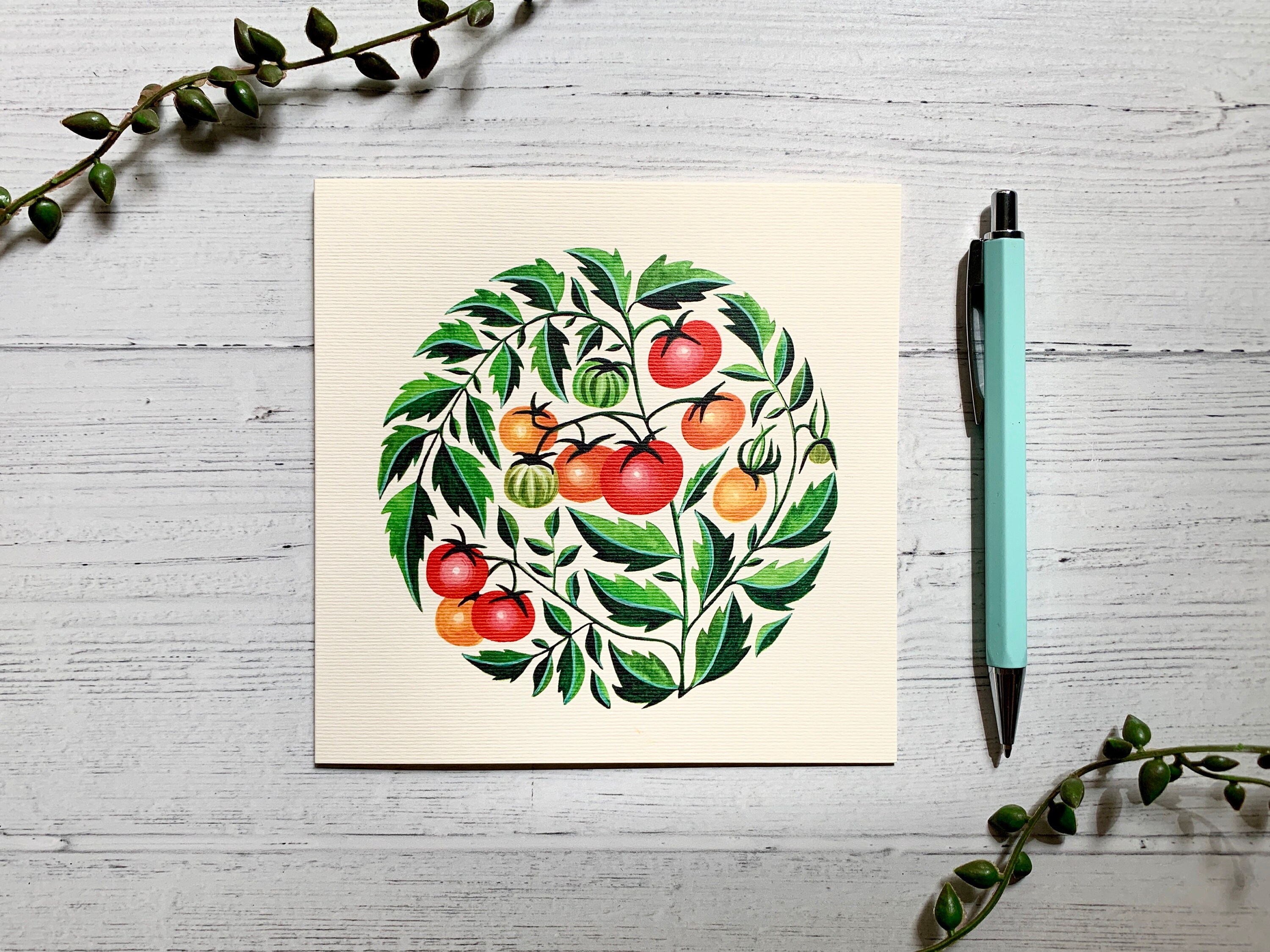 Tomatoes Greeting Card Watercolour Art Card Botanical | Etsy