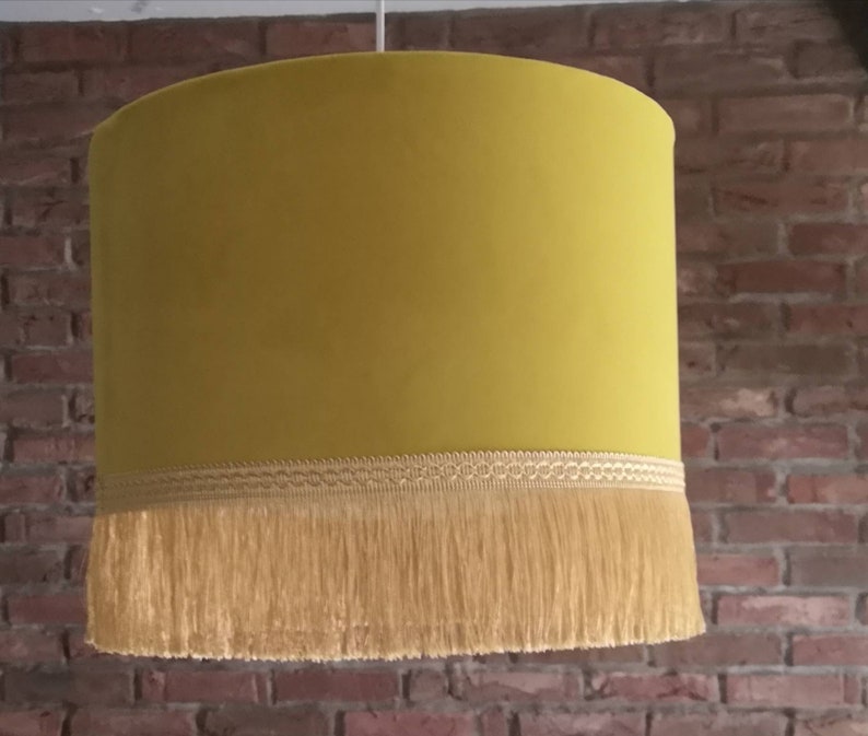 Mustard Velvet Lampshade for Ceiling or Standard Lamp + Gold Fringe - Etsy