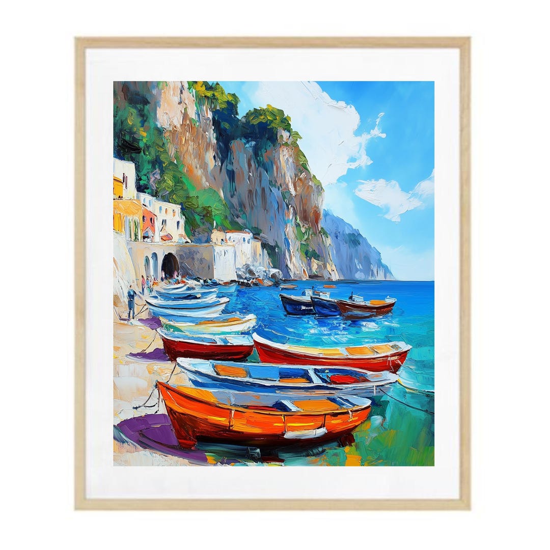 Boats in Capri Wall Art Watercolor Italian Wall Decor INSTANT Download ...