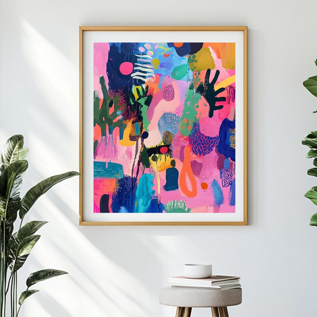 Maximalist Abstract Art | Bright Colored Oil Painting INSTANT Download ...