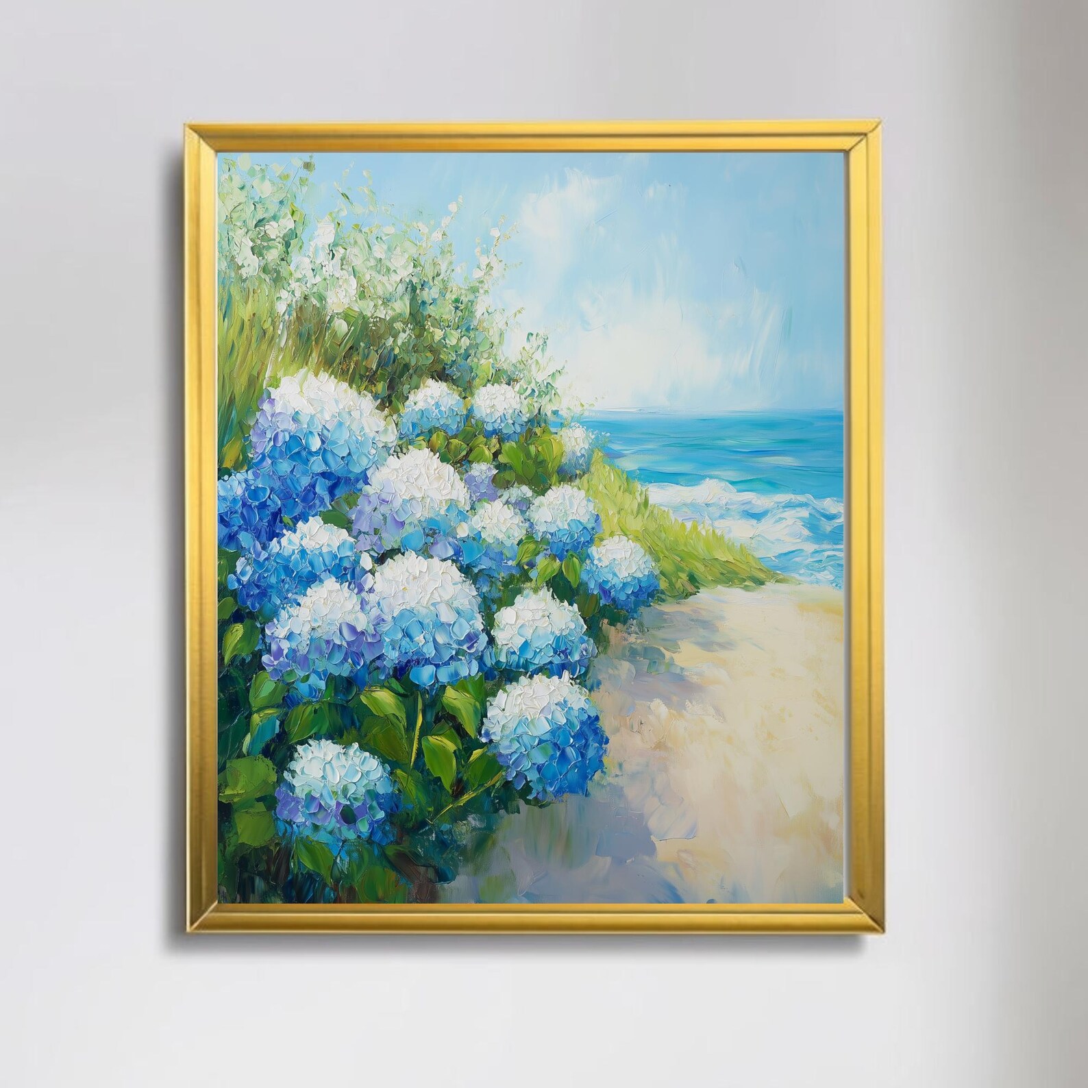 Hydrangeas Oil Painting Coastal Wall Decor INSTANT Download Floral Wall ...