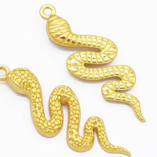 Snake Charms 3D Gold Snake Pendant Gold Tone Snake Charms - Etsy