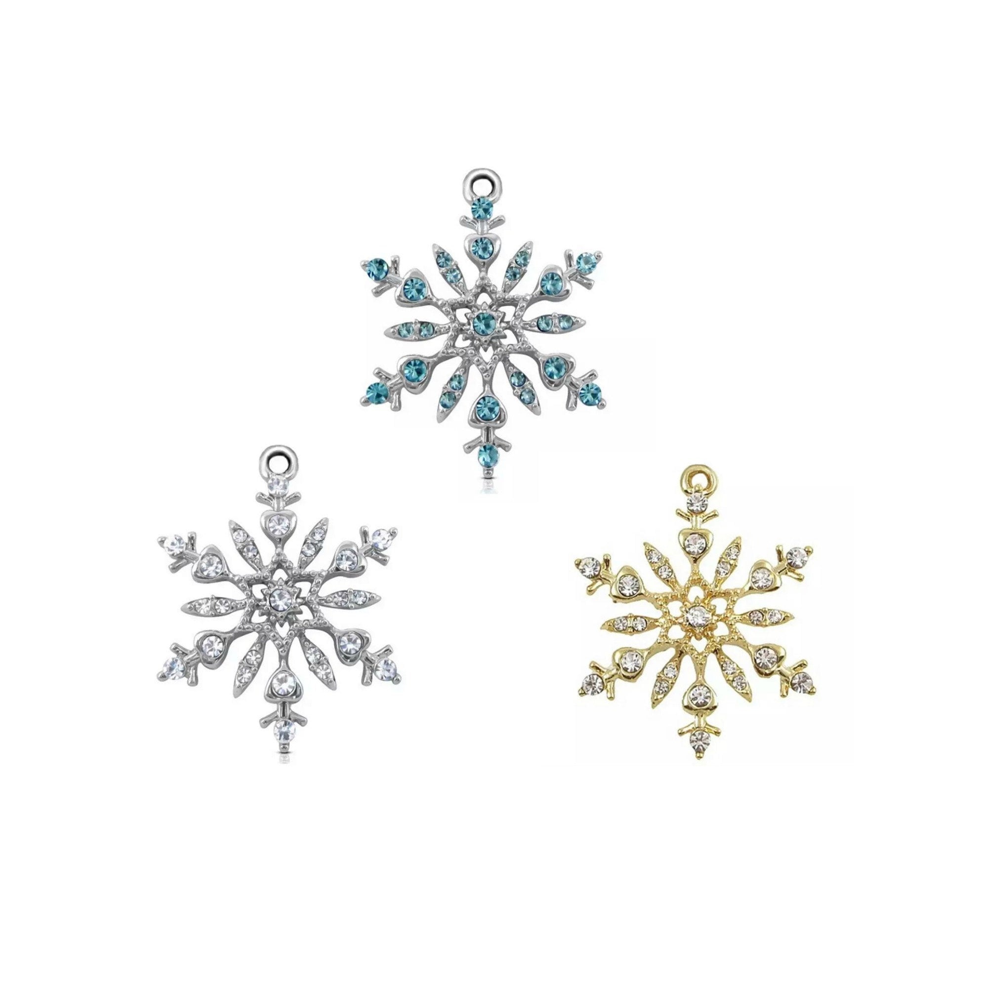 Snowflake Rhinestone Charms Christmas Charm Festive Charm - Etsy