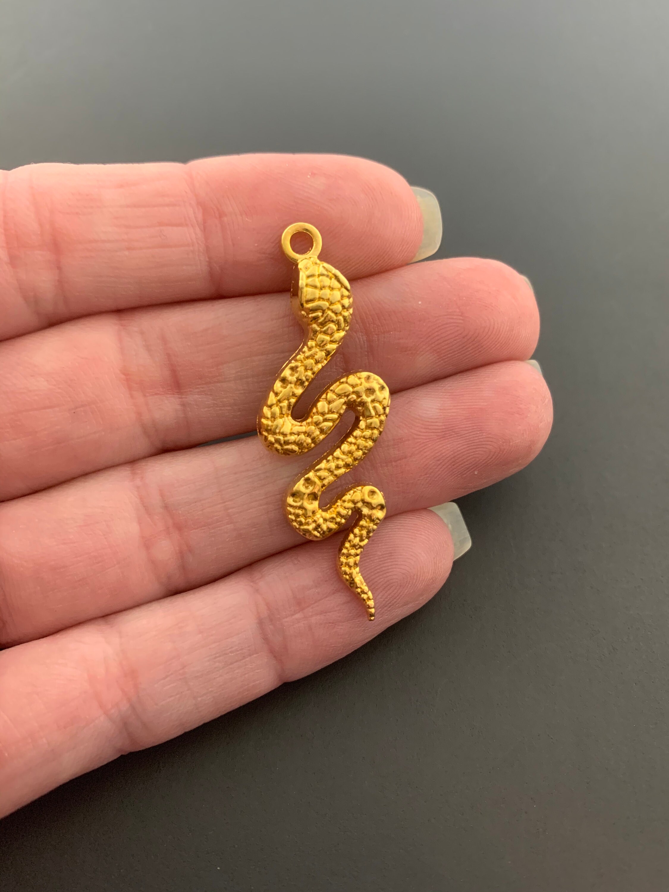 Snake Charms 3D Gold Snake Pendant Gold Tone Snake Charms - Etsy
