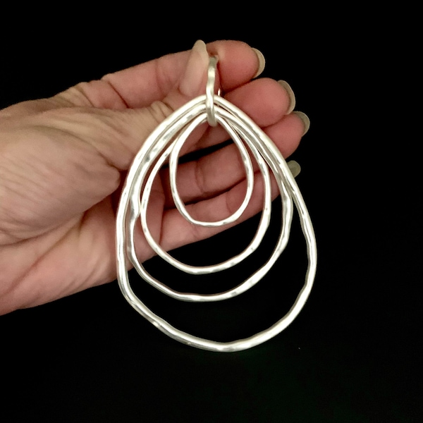 Large Silver Pendant - Etsy