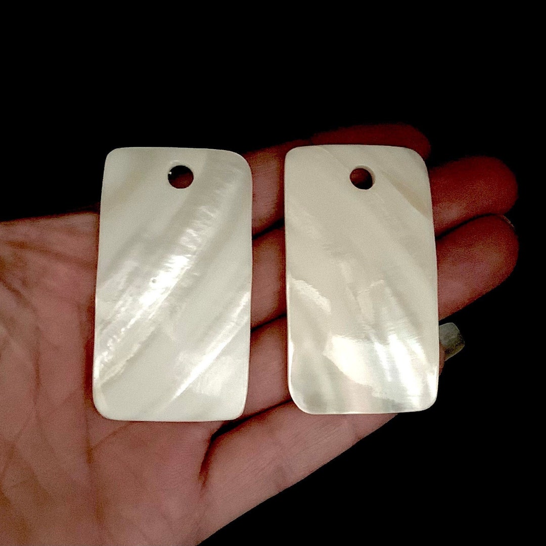 6 Natural Freshwater Shell Big Pendants - Rectangle - 54 X 30 X 2.5mm ...