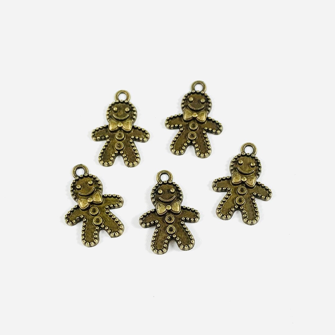Gingerbread Man Charms - Bronze Gingerbread Man Charm - Christmas Charm ...