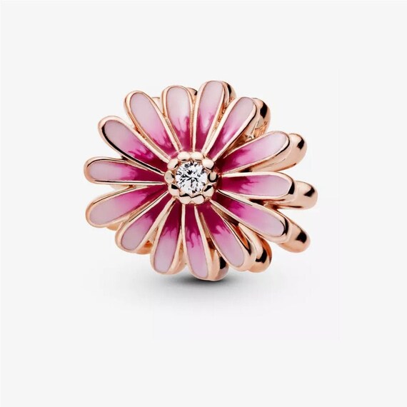 14k Rose Gold Plated Pink Daisy Flower Charm fit for | Etsy