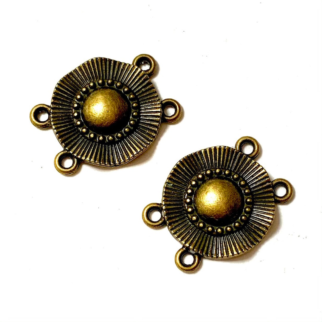4 Round Connectors Antique Bronze Jewelry Connectors - Etsy
