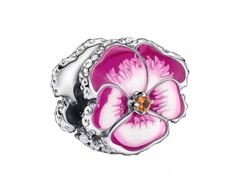 925 Sterling Silver Teal Blue Pavé Daisy Flower Charm Fit for Authentic ...
