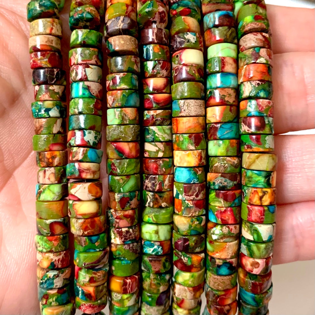 Sea Sediment Jasper Heishi Beads - Flat Round Colorful Natural Stone ...