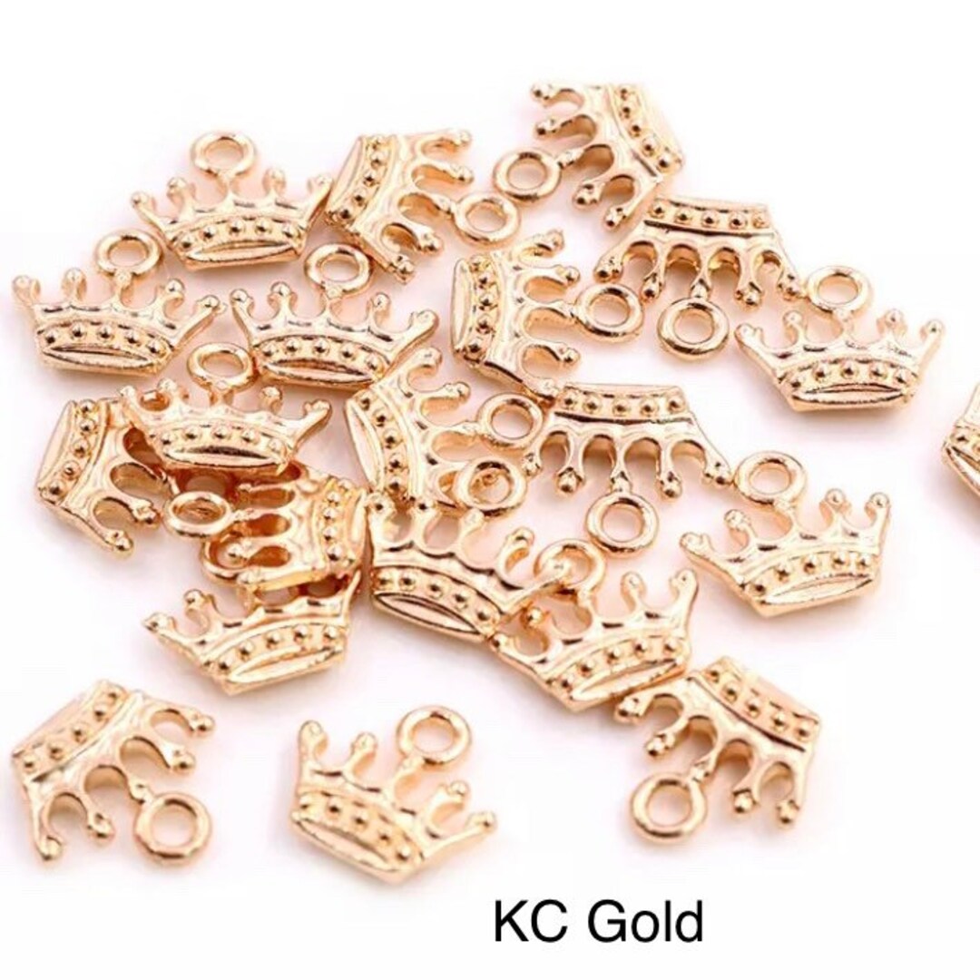 10 Crown Charms - Gold or KC Gold - Double Sided Crown Charms - Etsy