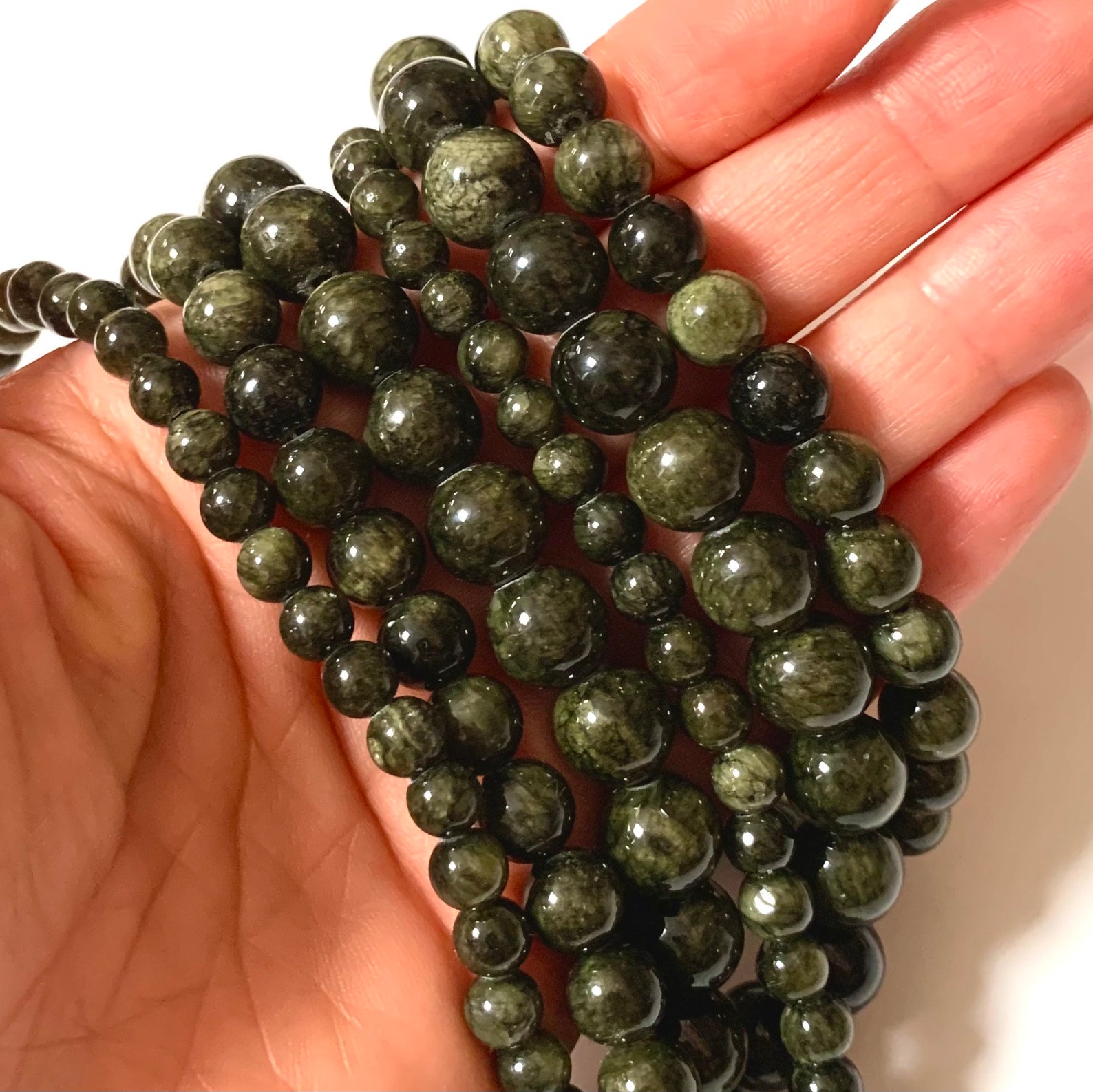Forest Green Jade Beads - Size 6/8/10mm - One Full 15" Strand - Etsy