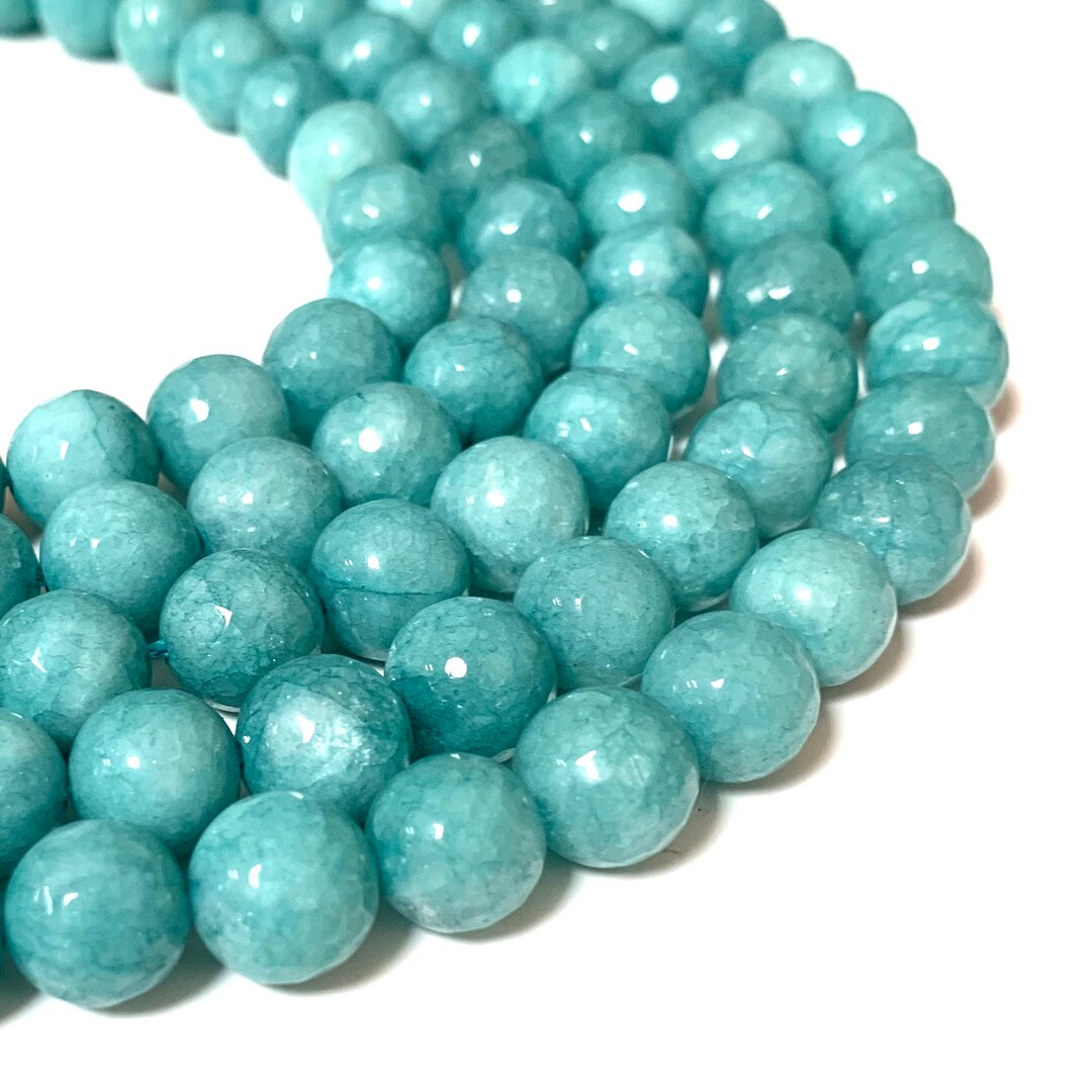 Faceted "pale Turquoise" Jade Beads - Natural Jade Round in 8/10mm ...