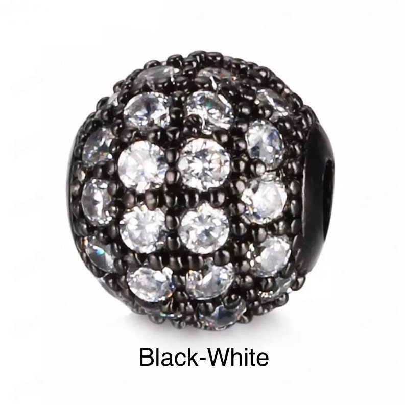 2pcs CZ Micro Pave Cubic Zirconia Round Spacer Beads , CZ Round Beads ...