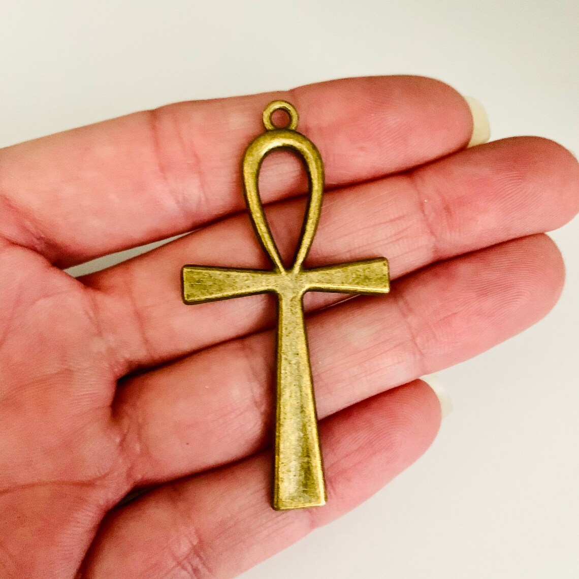 2 Large Ankh Cross Pendants Double Sided Antique Bronze - Etsy
