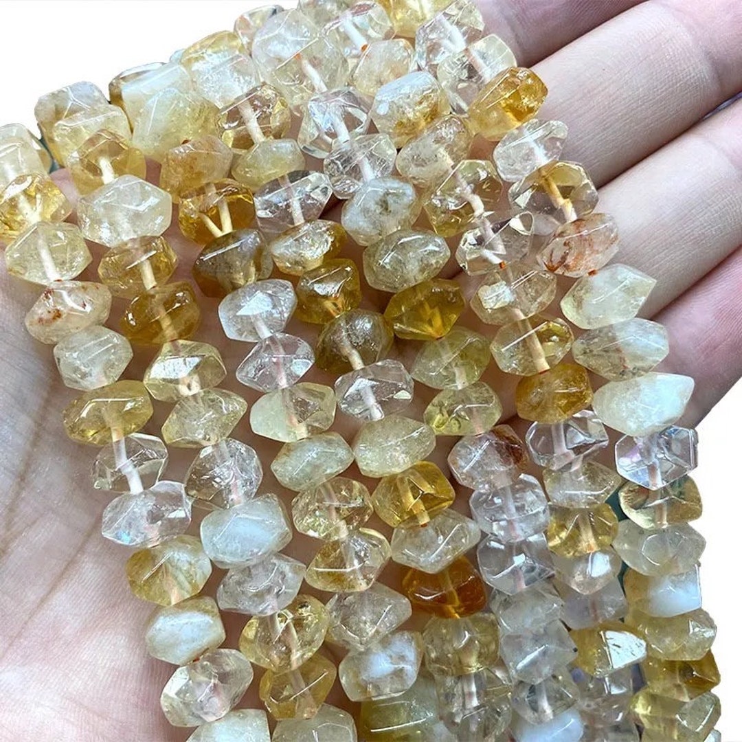 Irregular Faceted Citrine Stone Beads - Size 8-11mm - One Full 7 ...