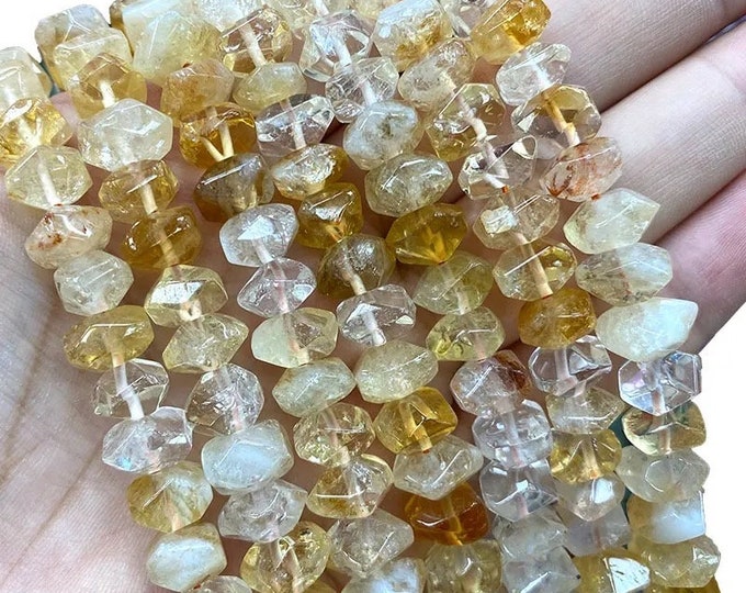 Irregular Faceted Citrine Stone Beads Size 8-11mm One Full 7 Strand ...
