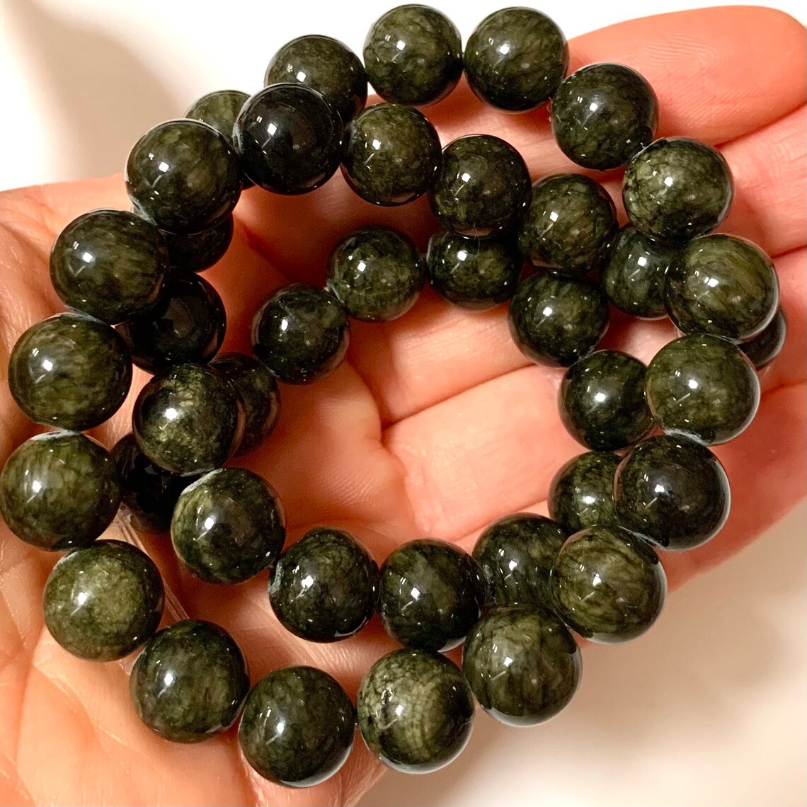 Forest Green Jade Beads - Size 6/8/10mm - One Full 15" Strand - Etsy