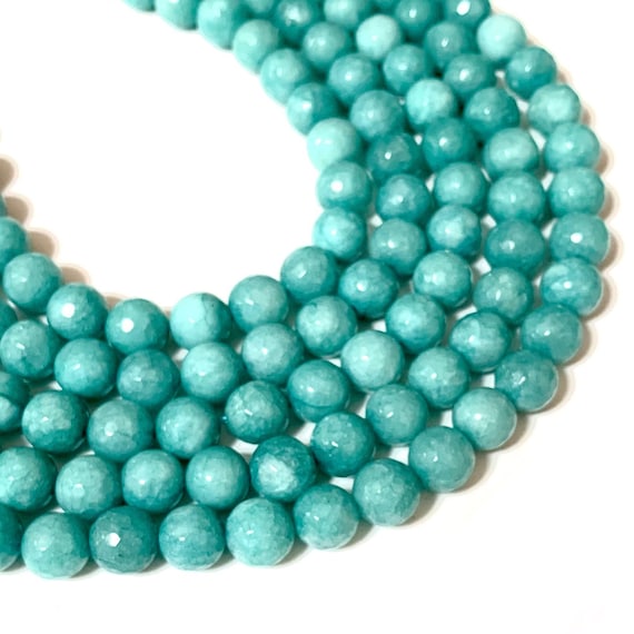 Faceted pale Turquoise Jade Beads Natural Jade - Etsy