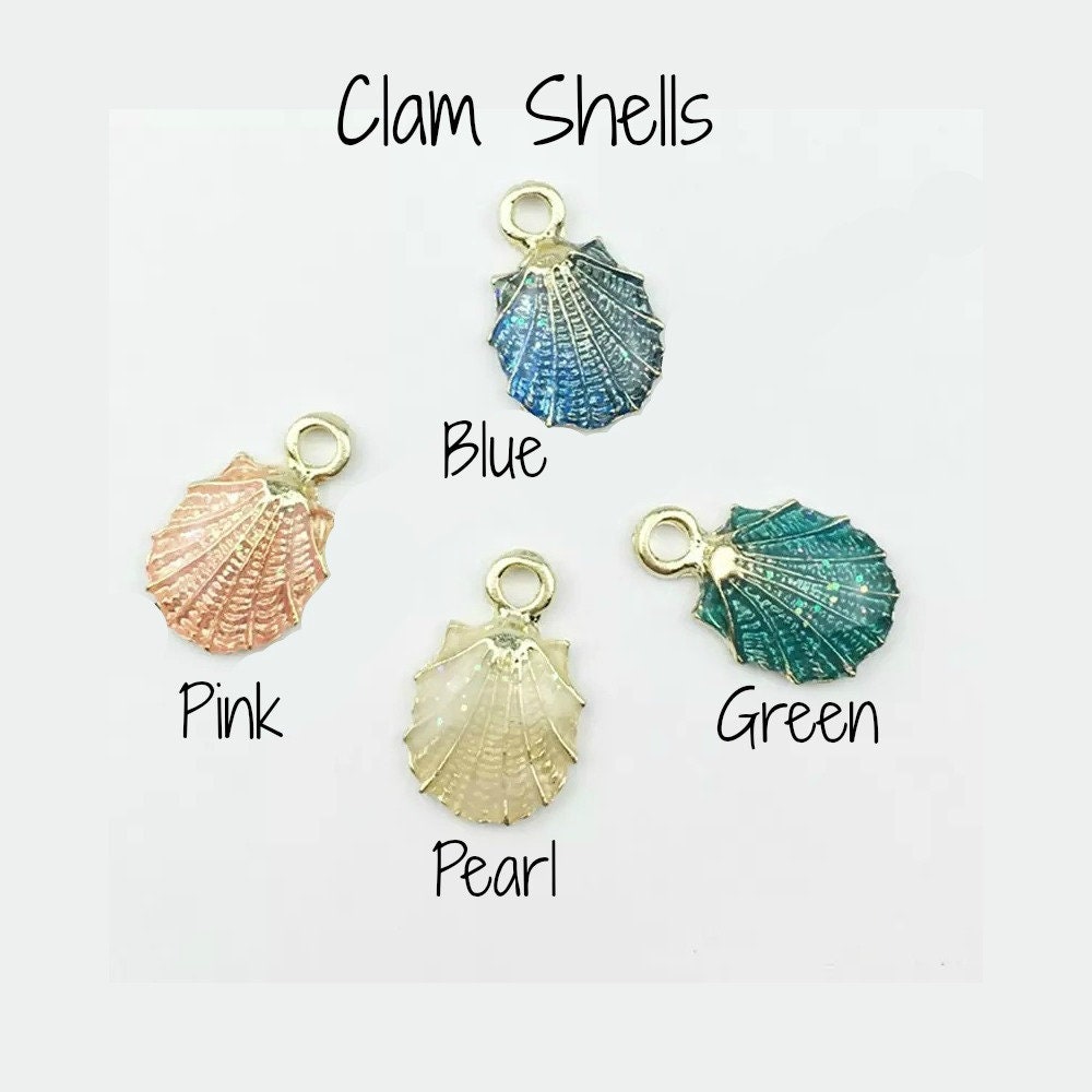 13pc Seashell Set Enameled Gold Finish Seashell Charms - Etsy